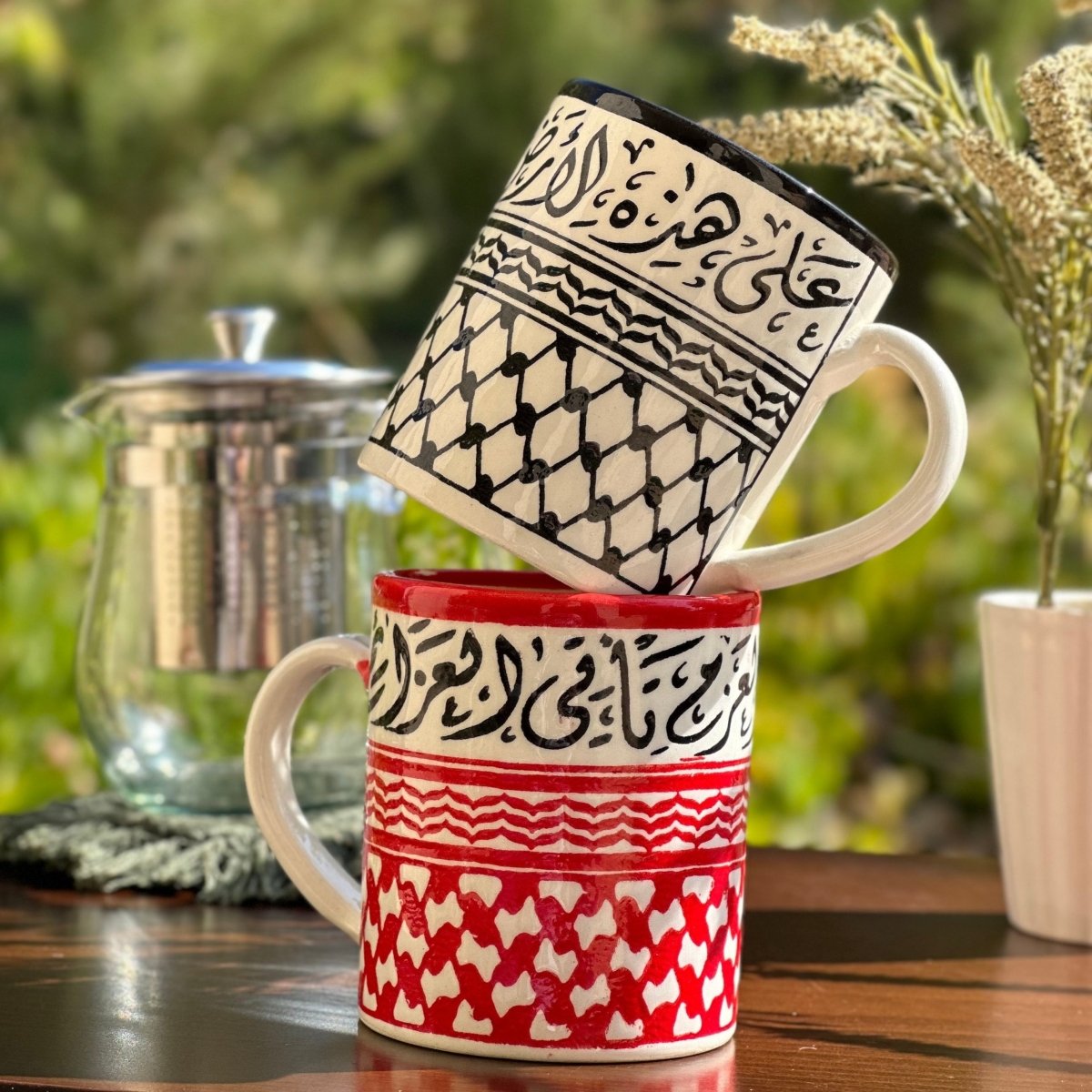 Ceramic Keffiyeh Mug With Arabic Calligraphy - Rassme