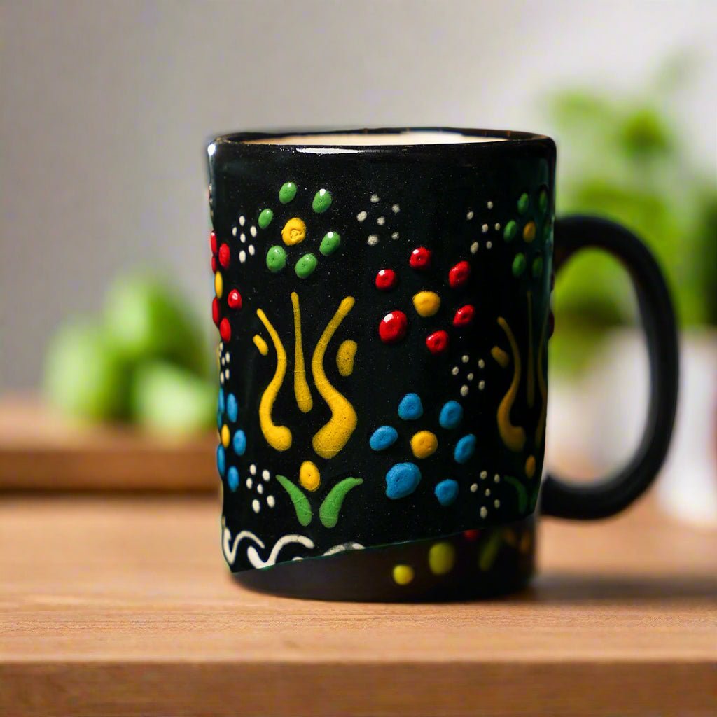 Handmade Mug Ceramic Floral Pottery 3D Texture - Rassme