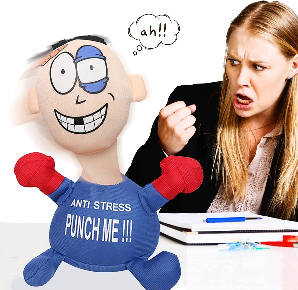 Stress Relief Toys, Electric Anti Stress Punch Me Plush Doll, Desktop ...
