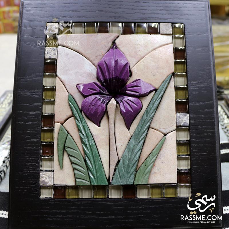 Handcrafted Wooden 3D Black Iris Mosaic Stones Box - Rassme