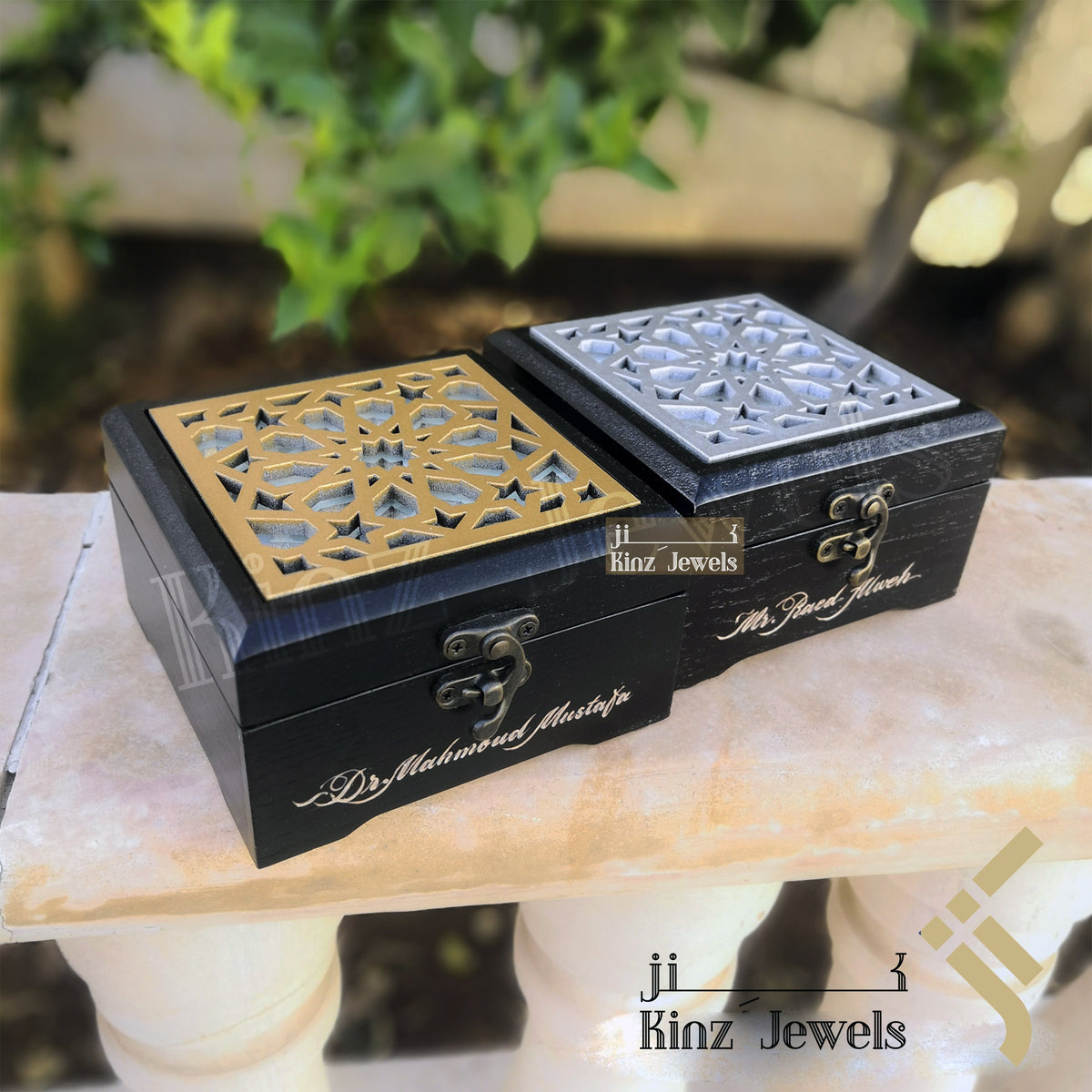 Handcrafted Solid Wooden Arabian Pattern Box - Rassme