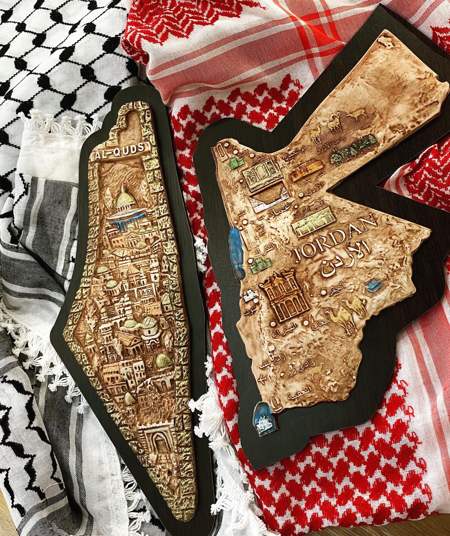 Wooden and 3D Resin Palestine Map Wall Hanging Decor - Rassme