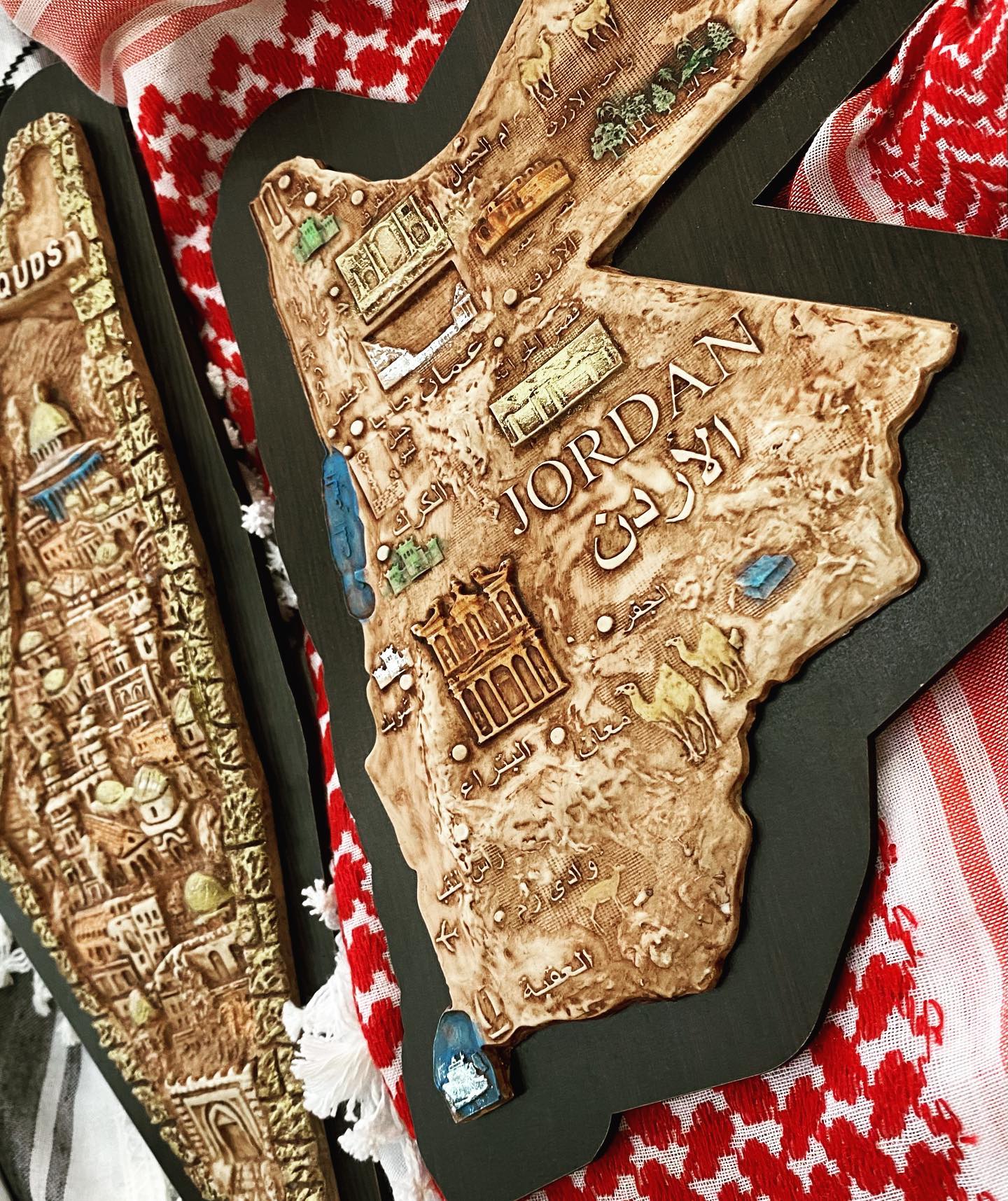 Wooden and 3D Resin Palestine Map Wall Hanging Decor - Rassme