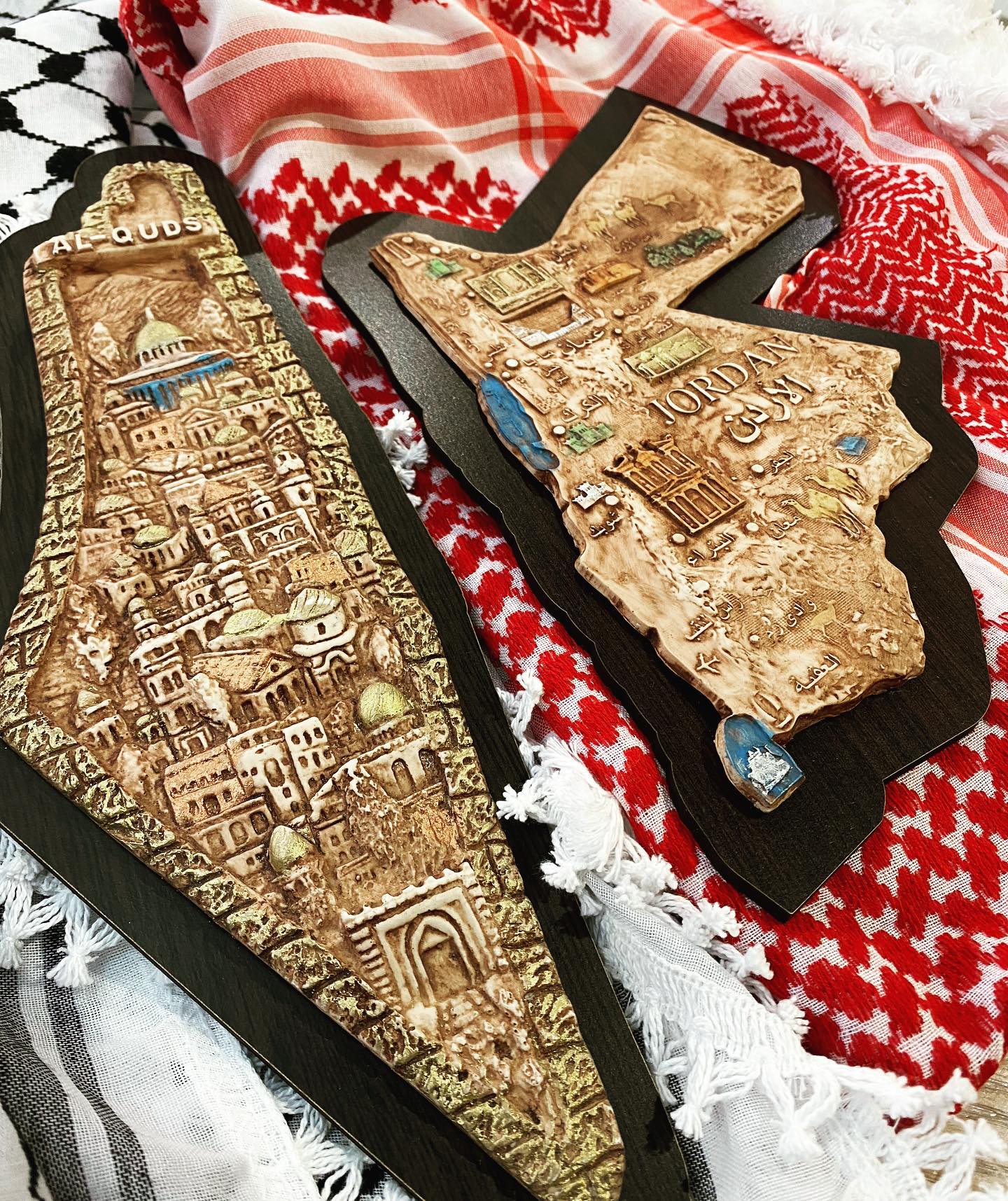 Wooden and 3D Resin Palestine Map Wall Hanging Decor - Rassme