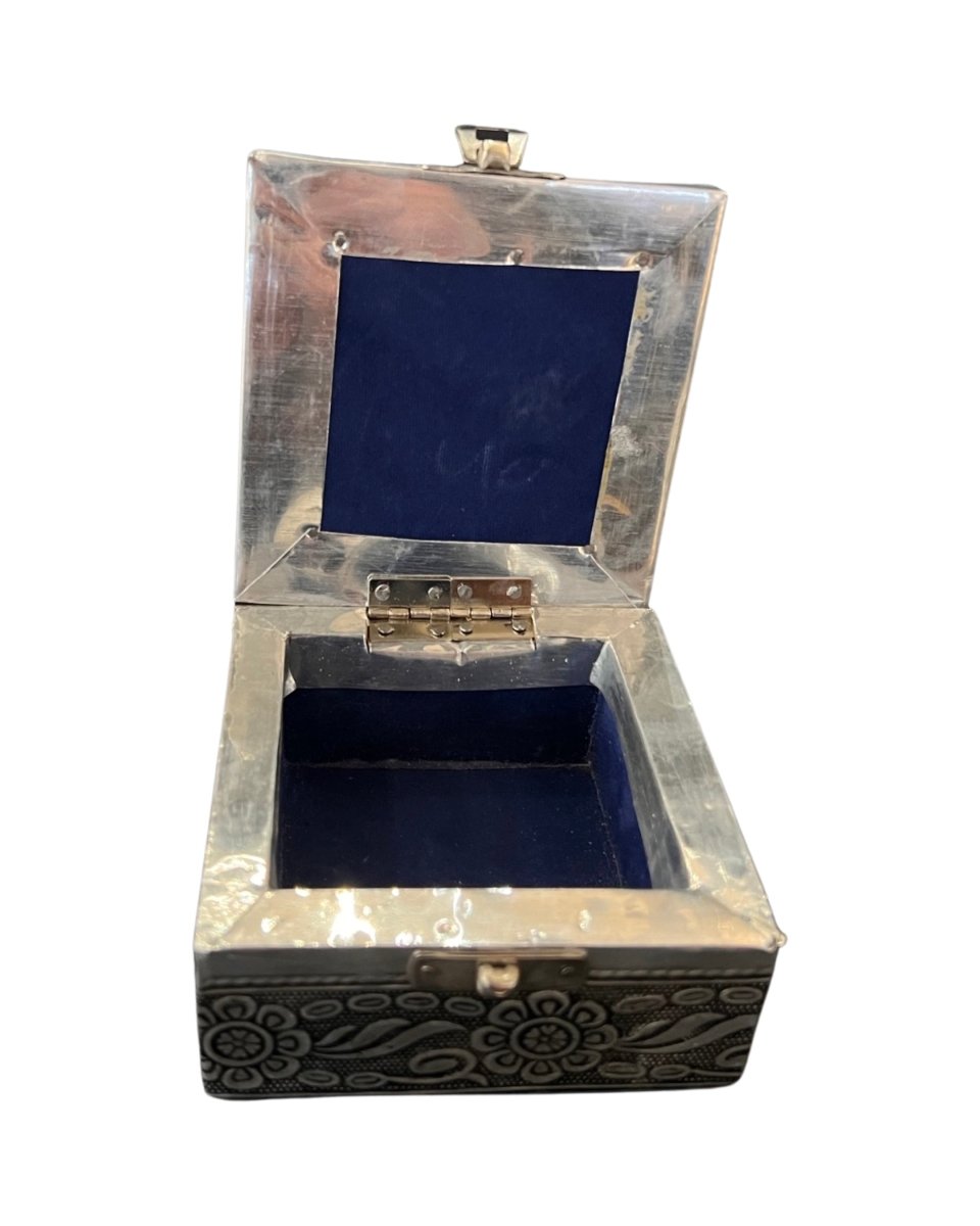 Alloy White Metal Box Elephant Square - Rassme