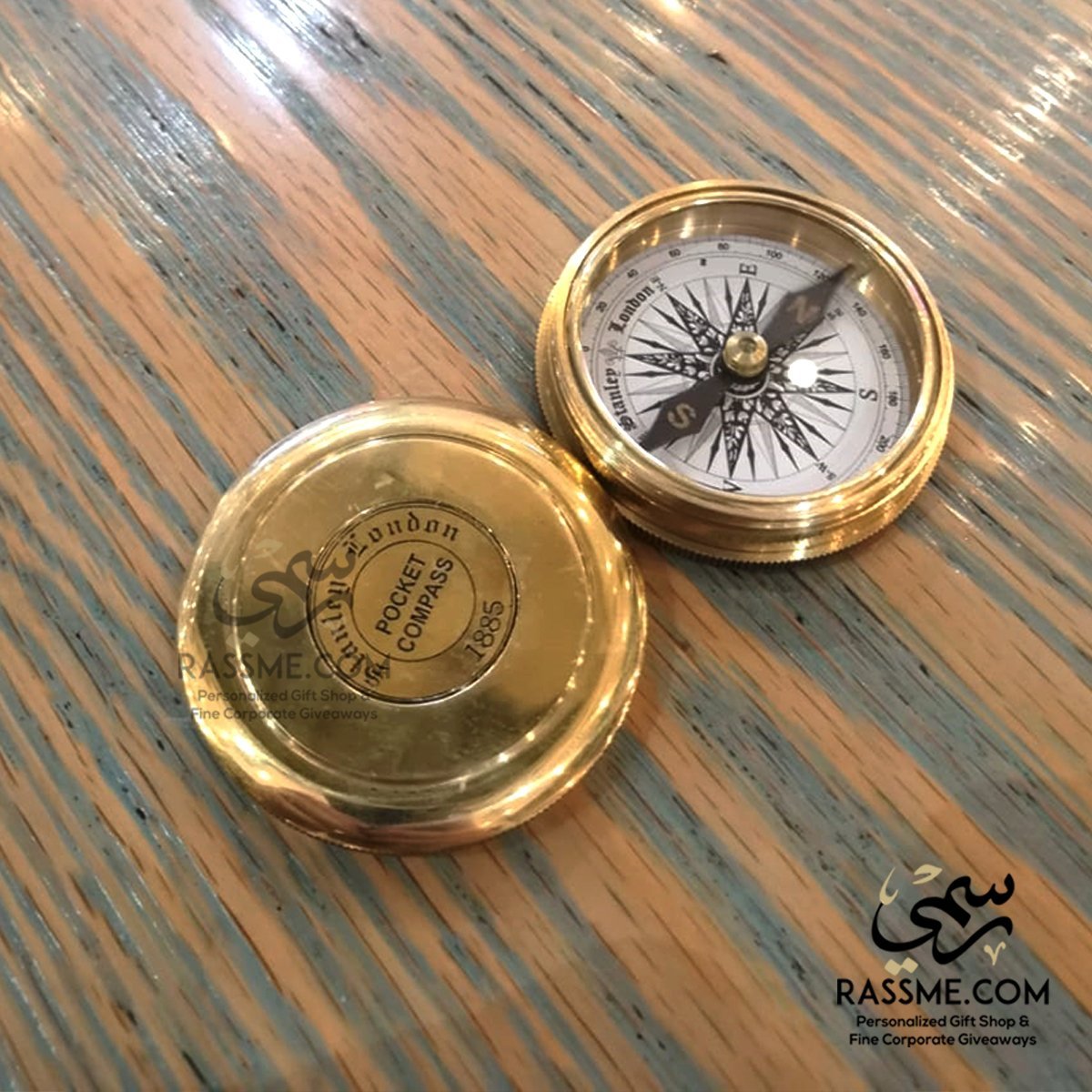 Personalized Polished Solid Brass Compass - Rassme