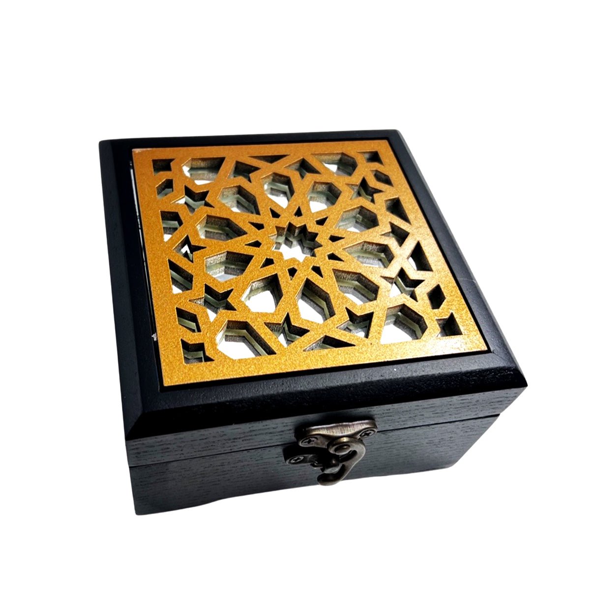 Handcrafted Solid Wooden Arabian Pattern Box - Rassme