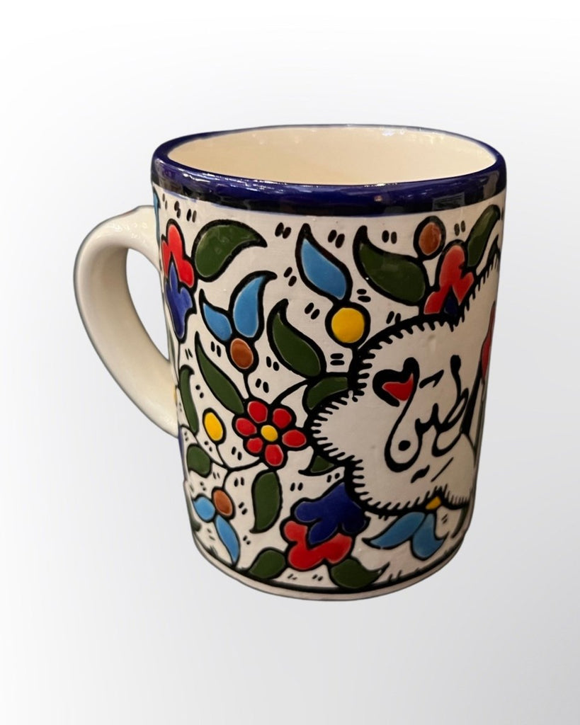 Handmade in Palestinian Mug Ceramics Floral Pottery - Rassme