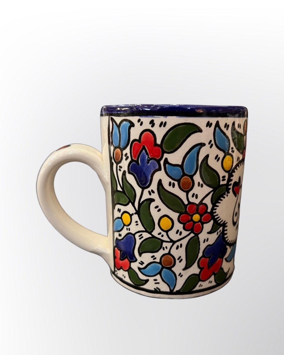 Handmade in Palestinian Mug Ceramics Floral Pottery - Rassme