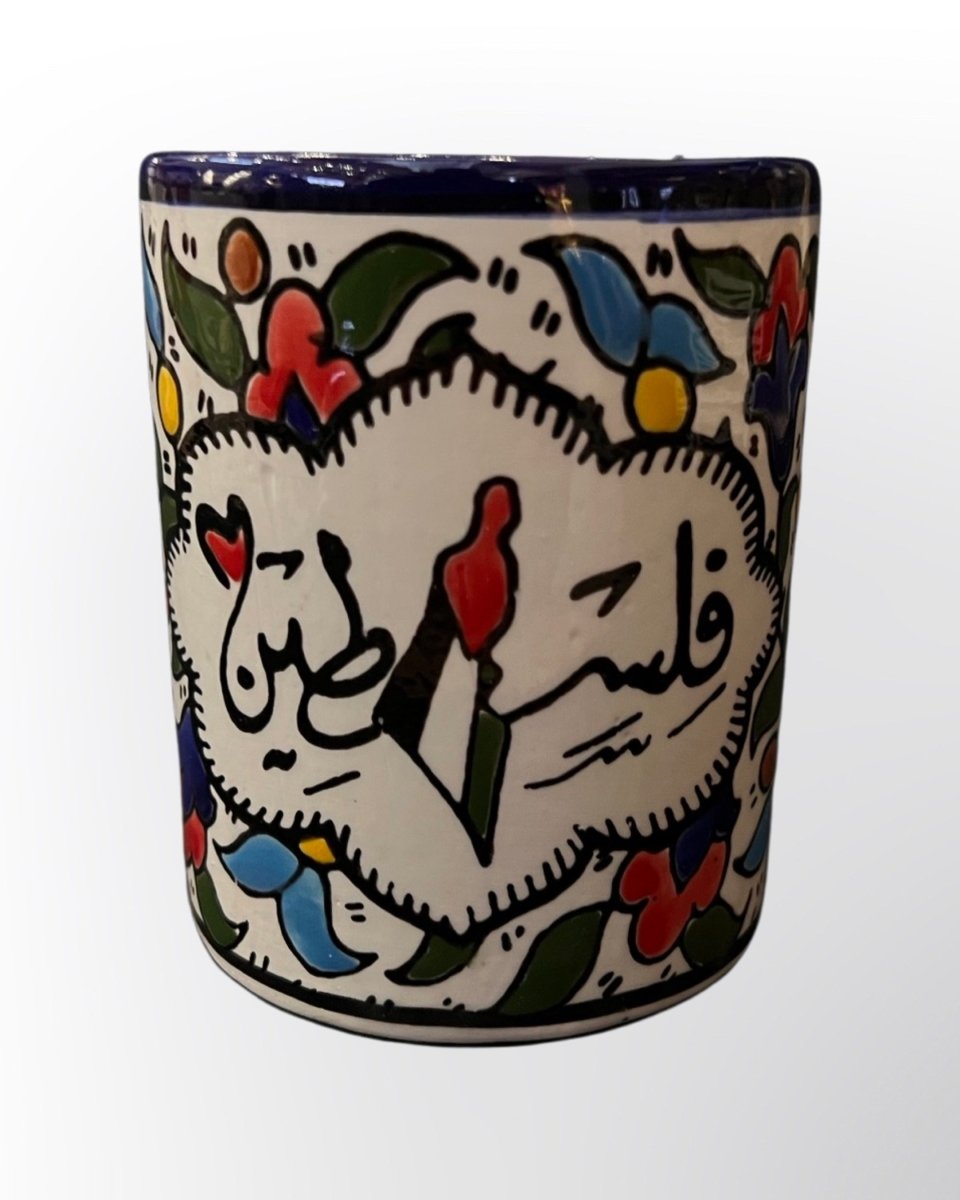 Handmade in Palestinian Mug Ceramics Floral Pottery - Rassme