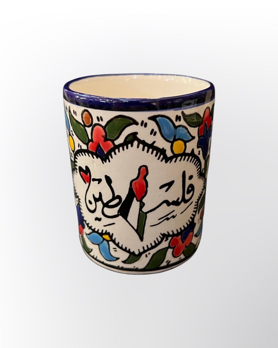 Handmade in Palestinian Mug Ceramics Floral Pottery - Rassme