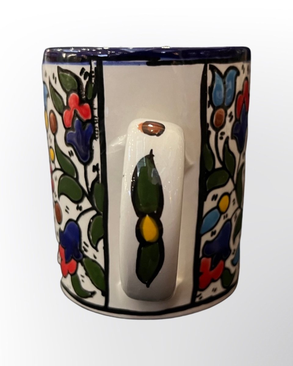 Handmade in Palestinian Mug Ceramics Floral Pottery - Rassme