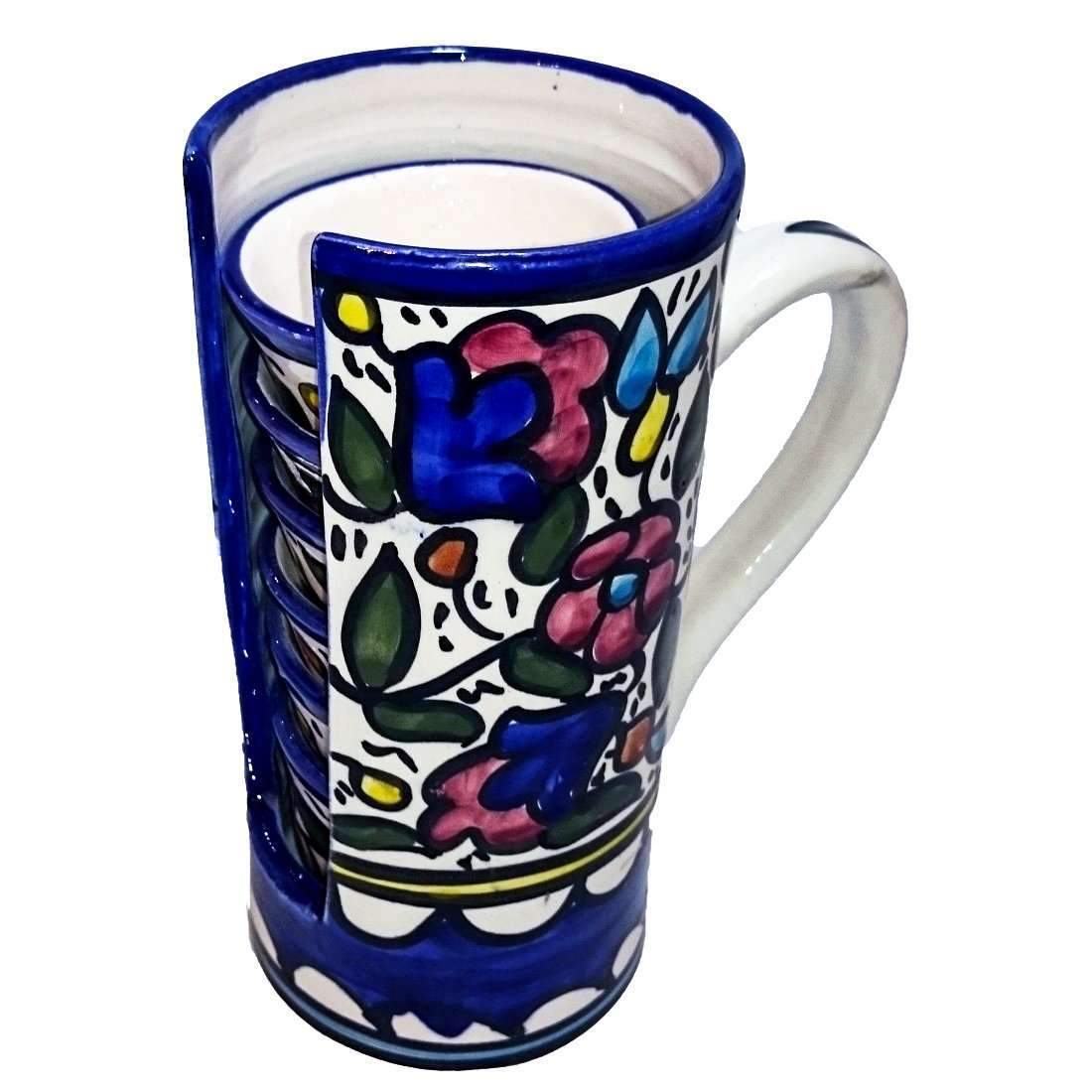 Handmade Palestinian Ceramic Floral Arabian Coffee Cups Set Pottery ...