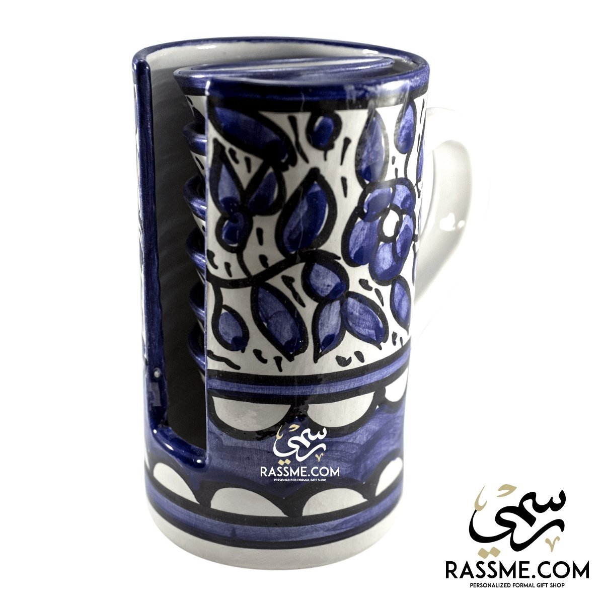 Handmade Palestinian Ceramic Floral Arabian Coffee Cups Set Pottery ...