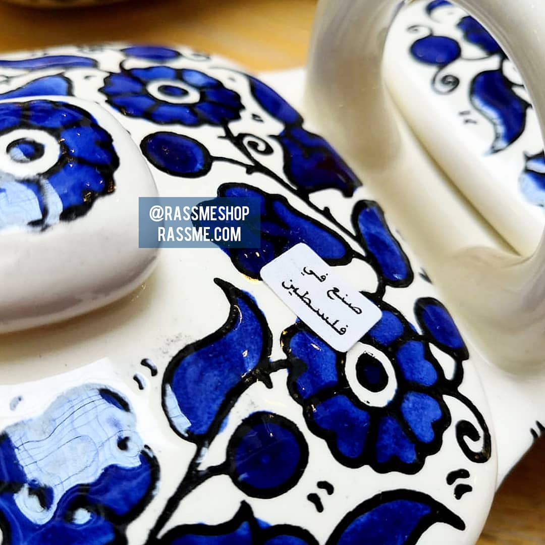 Handmade Palestinian Ceramics One Piece Thyme & Olive Oil Pottery - Rassme