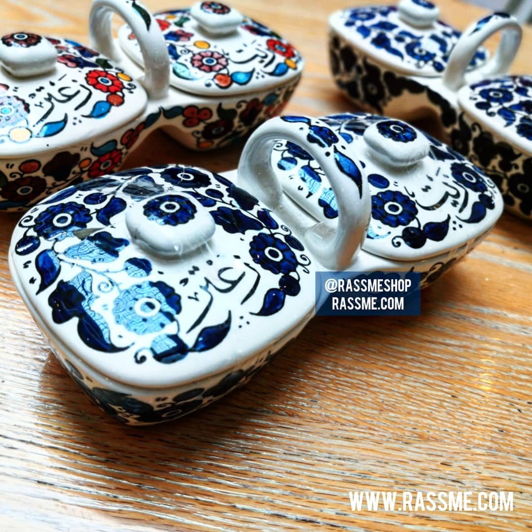 Handmade Palestinian Ceramics One Piece Thyme & Olive Oil Pottery - Rassme