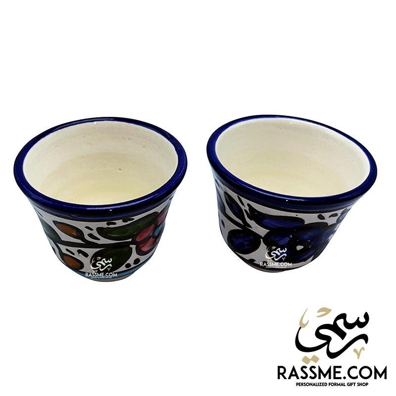 Handmade Palestinian Floral Arabian Coffee Cup Pottery - Rassme