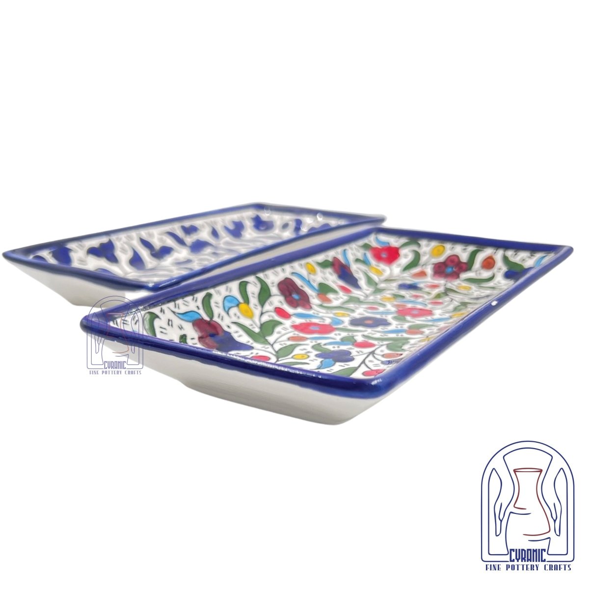 Hebron ceramic pottery Long Rectangle Plate - Rassme