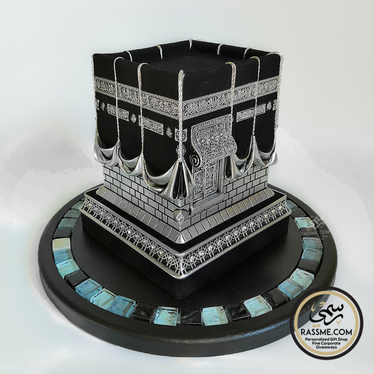 ISLAMIC TABLE DECOR GOLDEN KAABA REPLICA With Wooden Base - Rassme