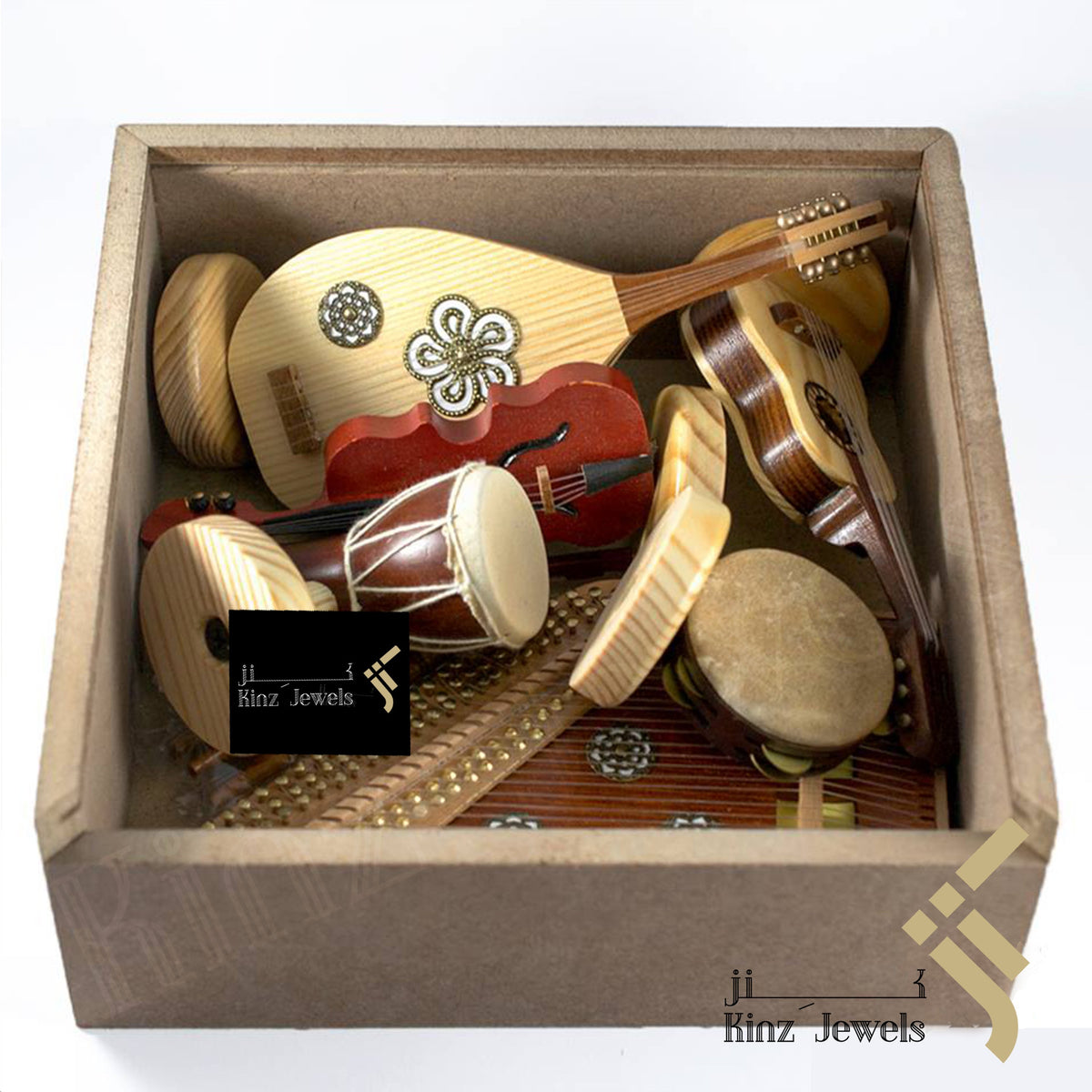 Personalized SIX Wooden Musical Instruments Set With Wooden Box - Rassme