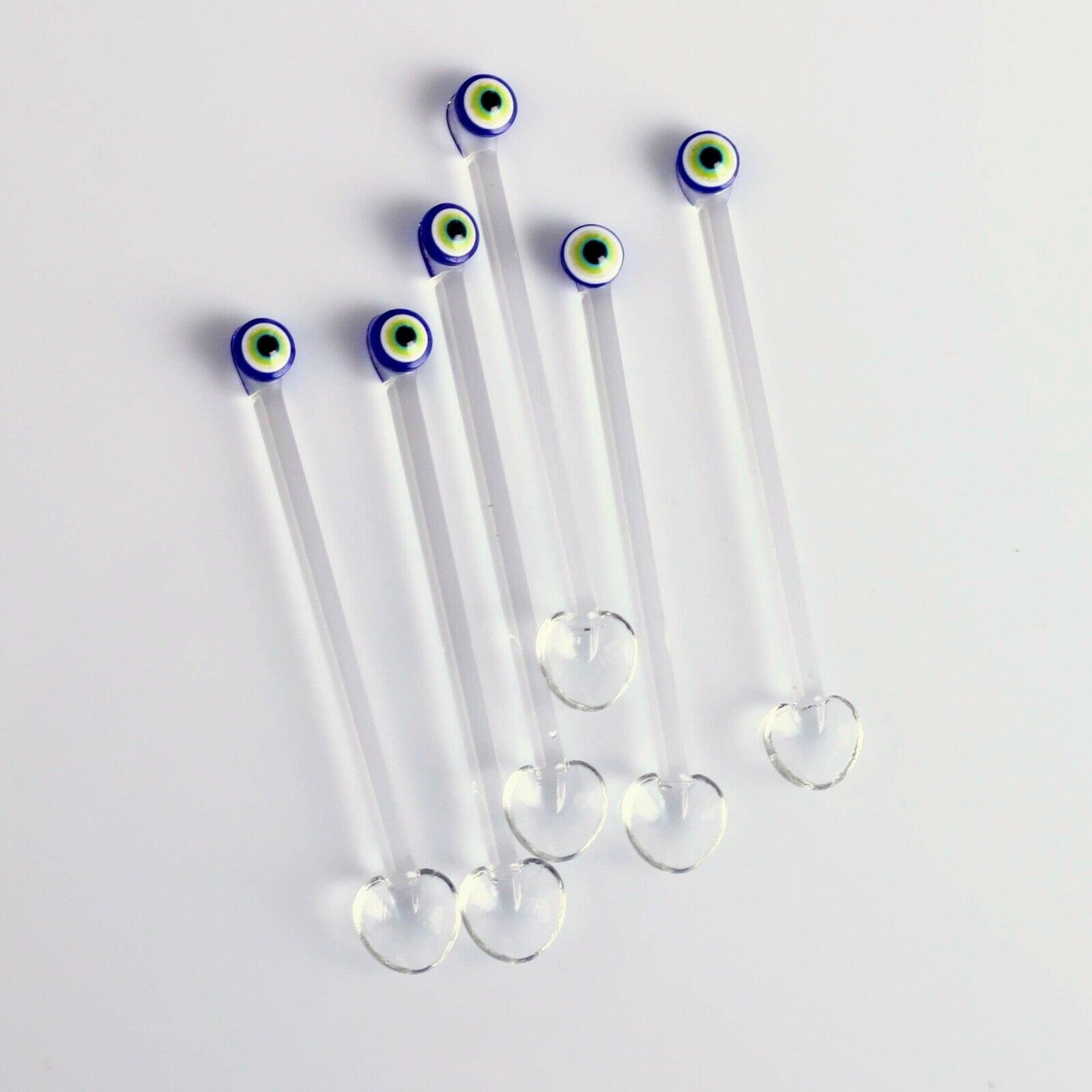 Glass Teaspoons with Evil Eye, Set of 6, Perfect for Coffee-Tea Serving ...