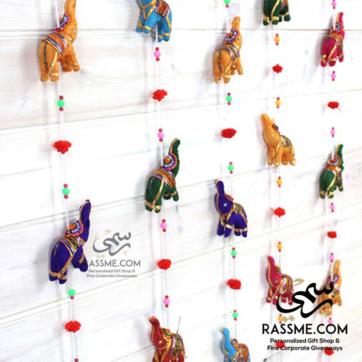 Handicrafts Indian Fabric Hanging Elephants String decoration - Rassme